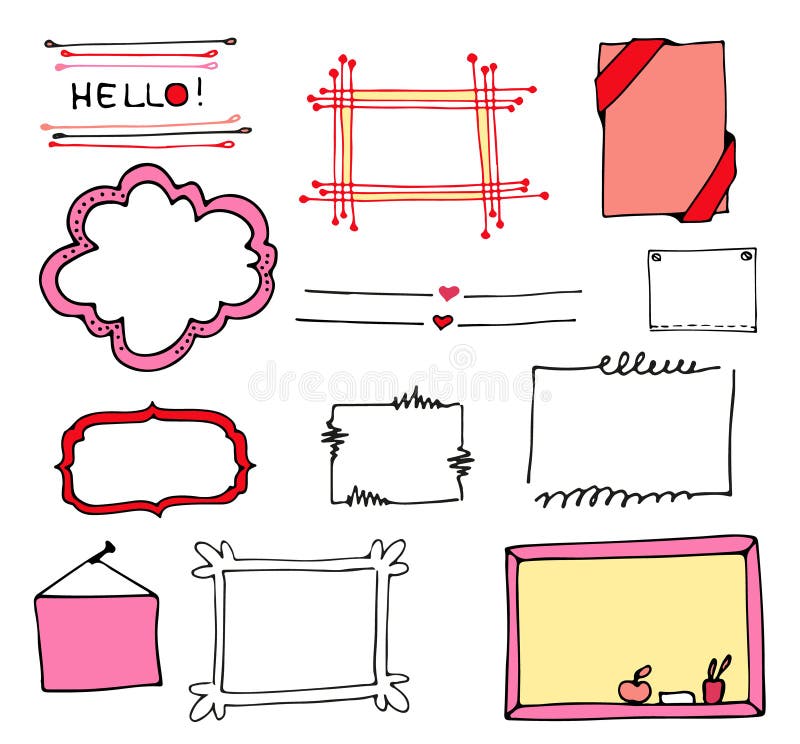 Set of Hand Drawn Doodle Frames,paper Notes in Vector. Cartoon S Stock ...