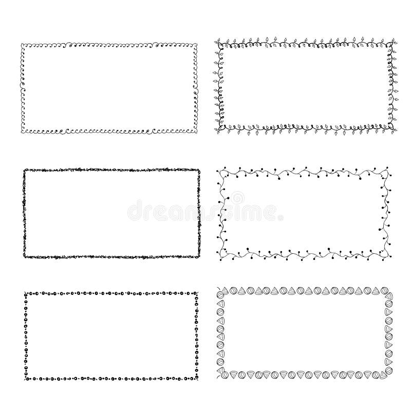 Set of Hand-drawn Doodle Frames. Sketch Borders Stock Vector ...