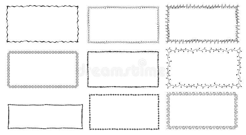 Set of Hand-drawn Doodle Frames. Sketch Borders Stock Vector ...