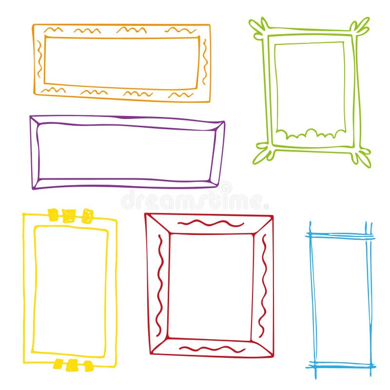 Set of Hand Drawn Doodle Frames, Squares, Vector Borders Design ... Set of Hand Drawn Doodle Frames, Squares, Vector Borders Design ...