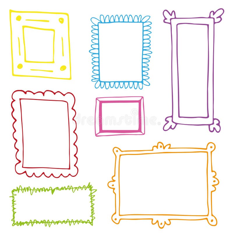 Set of Hand Drawn Doodle Frames, Squares, Vector Borders Design ...