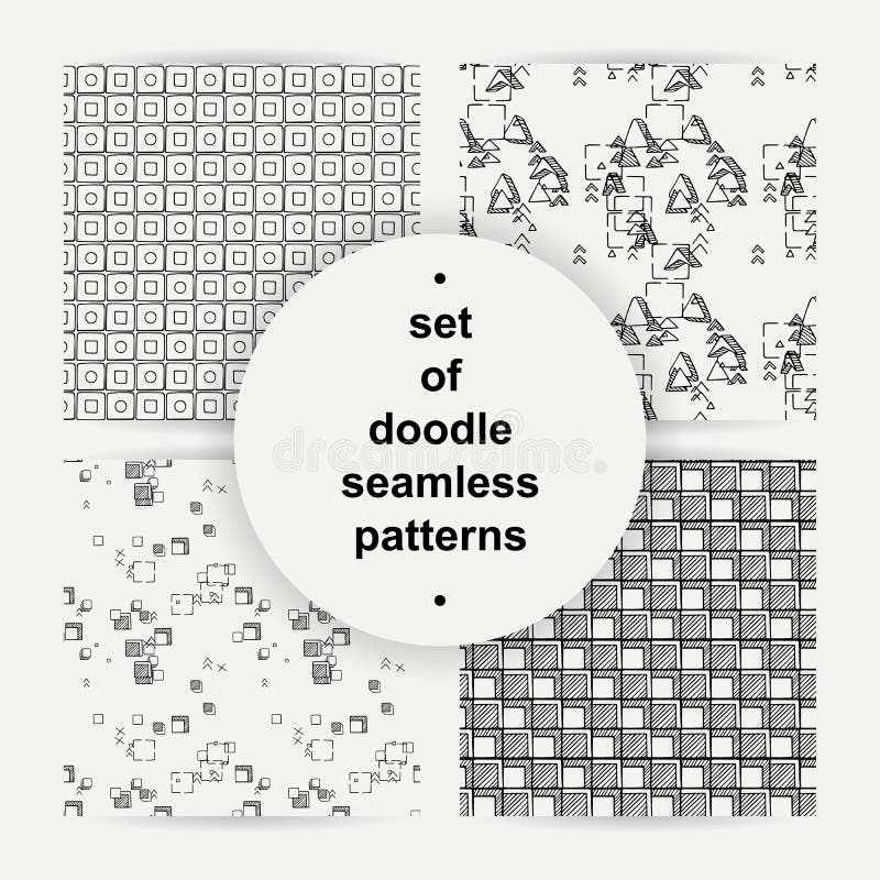 Doodle Seamless Pattern with Various Doodle Flowers, Leaves and ...