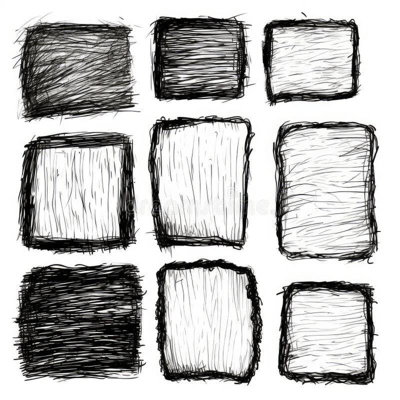 Set of Hand Drawn Doodle Textures Isolated on White Stock Photo - Image ...