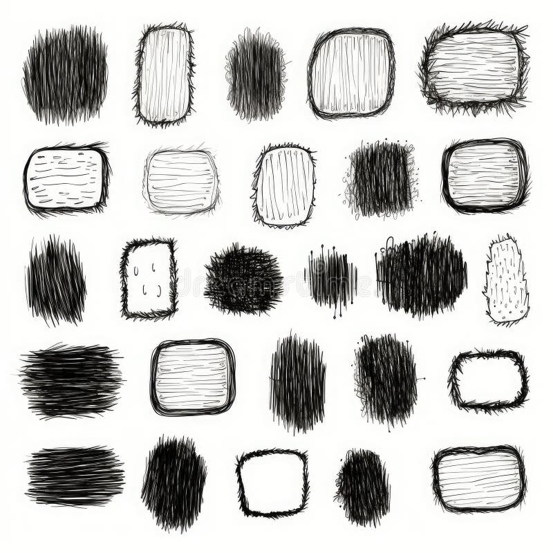 Set of Hand Drawn Doodle Textures Isolated on White Stock Illustration ...