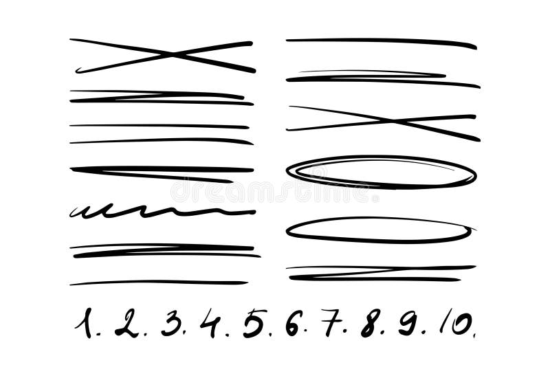 Set of Hand Drawn Doodles, Underline with Marker, Pen, Pencil ...