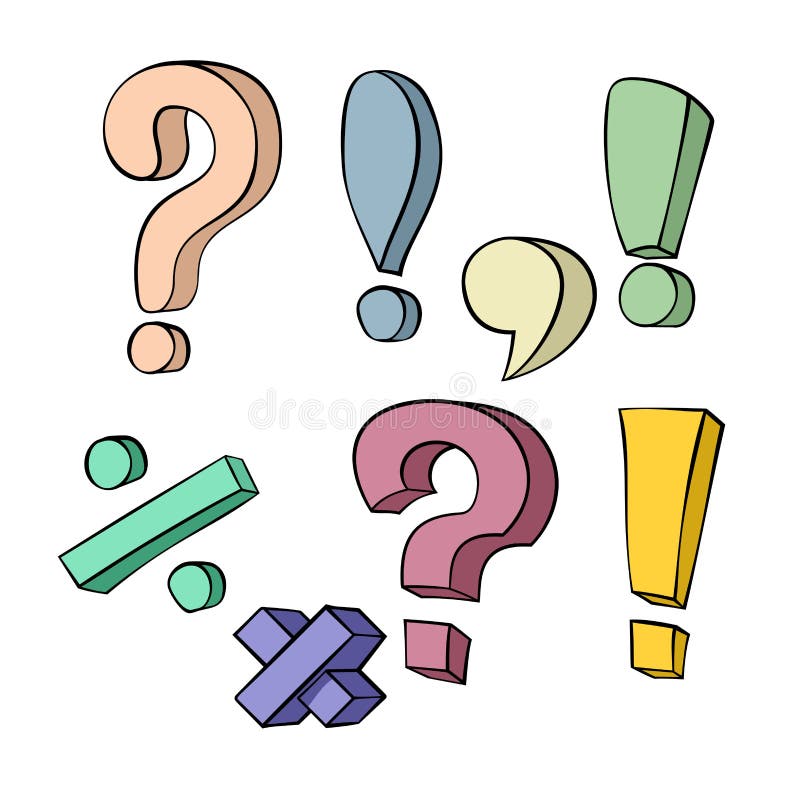 Set of Hand Drawn Punctuation Marks Stock Vector - Illustration of ...