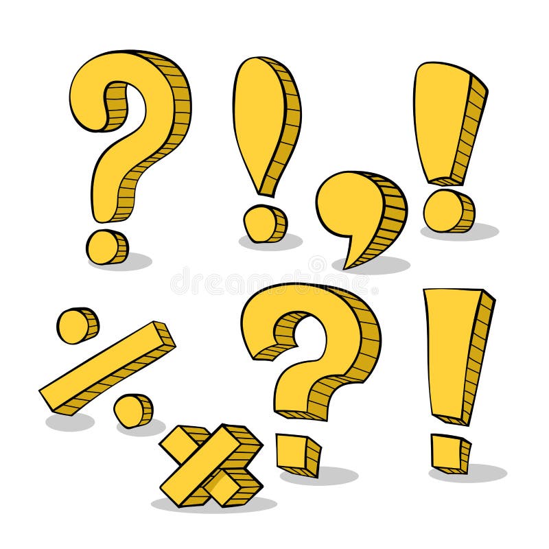 Set of Hand Drawn Punctuation Marks Stock Vector - Illustration of ...