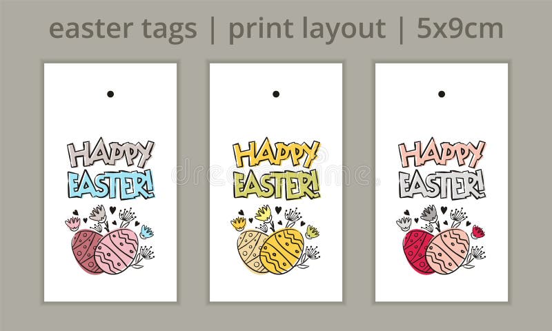 Set of Hand Drawn Easter Tags. Print Layout Stock Vector - Illustration ...