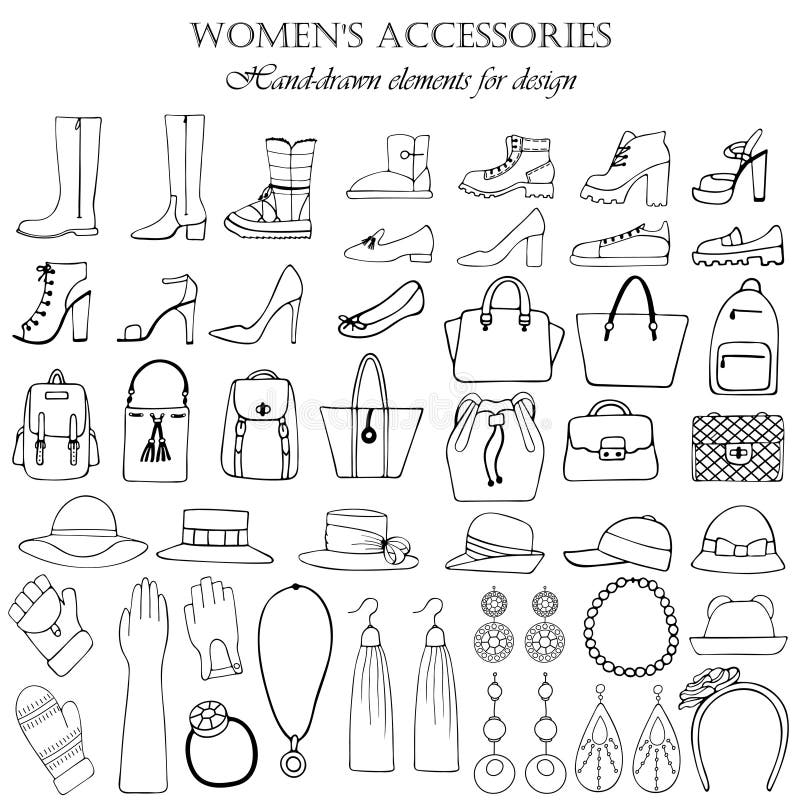 A Set of Hand-drawn Elements for the Design of Female Accessories ...