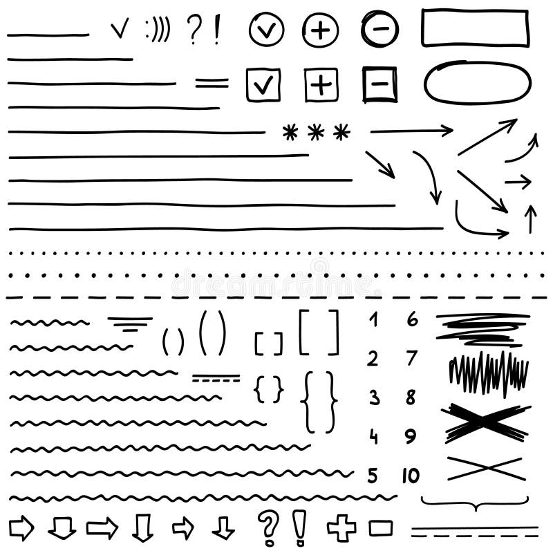 Seamless Pattern of Colorful Hand Drawn Doodle Symbols and Numbers ...