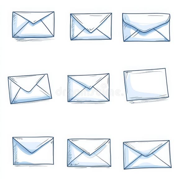 Set of Hand Drawn Envelopes. Vector Illustration Eps 10 Stock ...