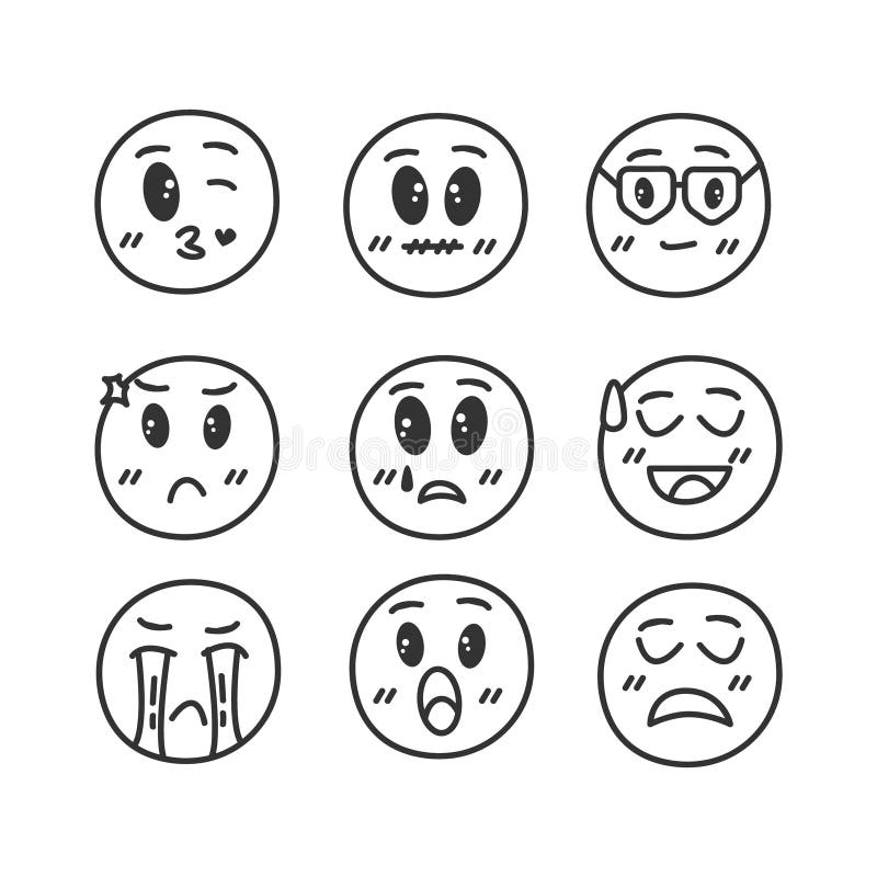 Set of Hand Drawn Faces Icon Collection Vol 02 Stock Illustration ...