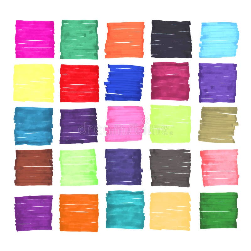 Set of Hand Drawn in Felt Tip Pen Squares Stock Vector - Illustration ...