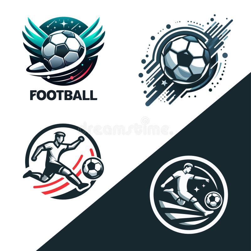 Set of Hand Drawn Football Logo Template Stock Illustration ...