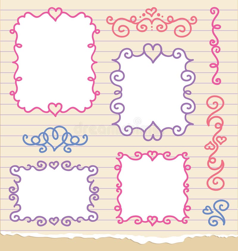 Notebook Doodle Picture Frames Vector Set Stock Vector - Illustration ...
