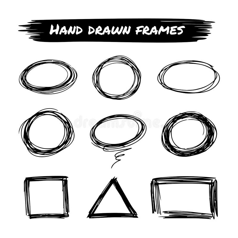 Set of hand drawn frames stock vector. Illustration of color - 67090275