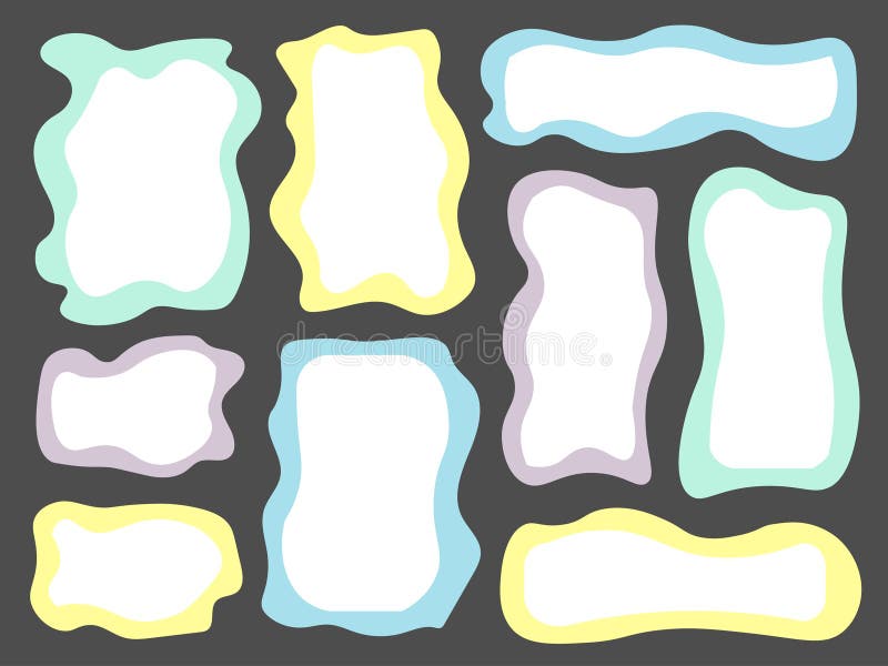 Set of Hand Drawn Frames for Text. Color Blank Template. Doodle Frame ...