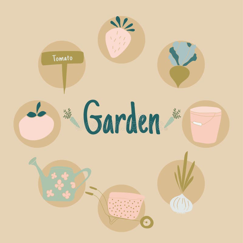 Set of Hand Drawn Garden Elements. - Vector Stock Illustration ...