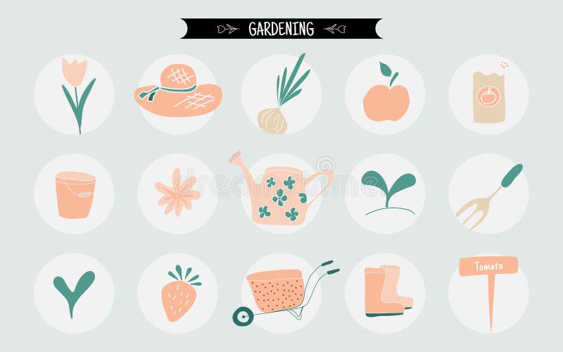 Set of Hand Drawn Garden Elements. - Vector Stock Illustration ...