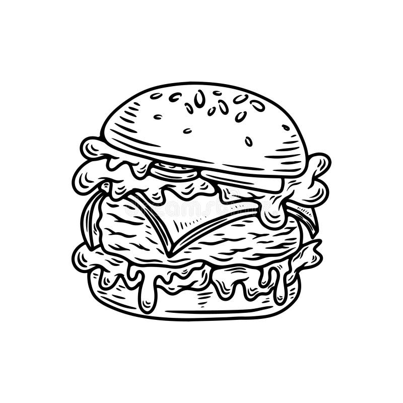 Set of Hand Drawn Hamburger, Burger. Set of Doodle Style Hamburger ...
