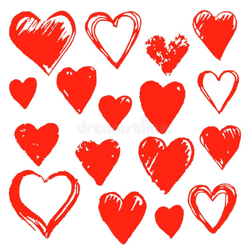 Set of Hand Drawn Hearts. Design Element. Stock Illustration ...
