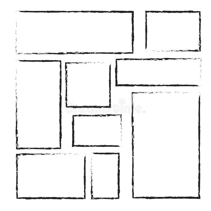 Set of Hand Drawn Horizontal and Vertical Rectangles. Text Box Vector ...