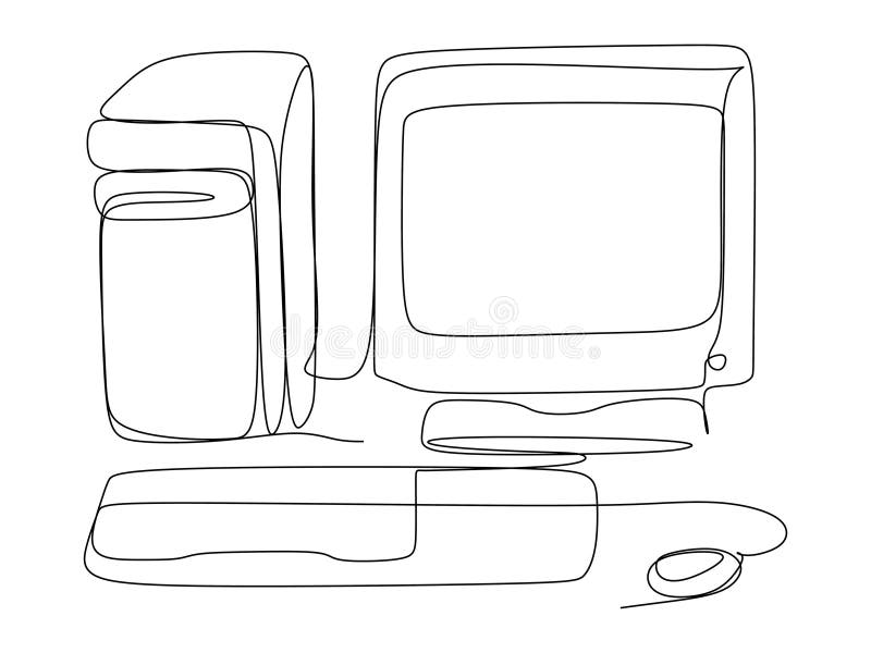 Set of Hand-drawn Illustrations of PC Stock Illustration - Illustration ...