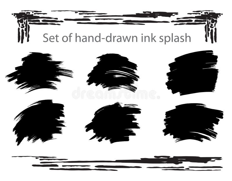 Set of Hand-drawn Ink Stains Stock Illustration - Illustration of draw ...