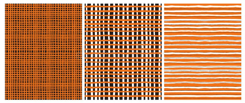 Set of 3 Hand Drawn Irregular Geometric Striped Patterns. Stock Vector ...