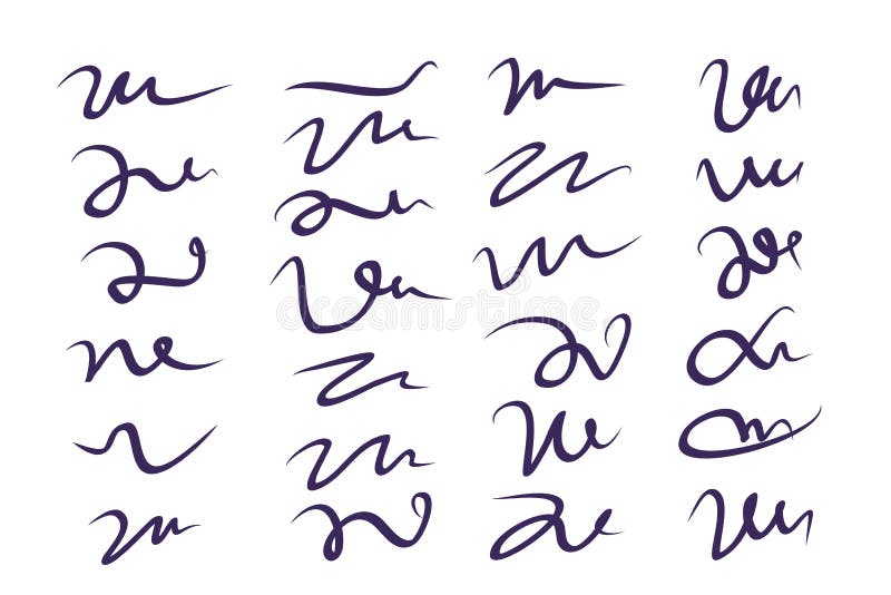 Set of Hand Drawn Lettering and Calligraphy Swirls, Squiggles. Vector ...