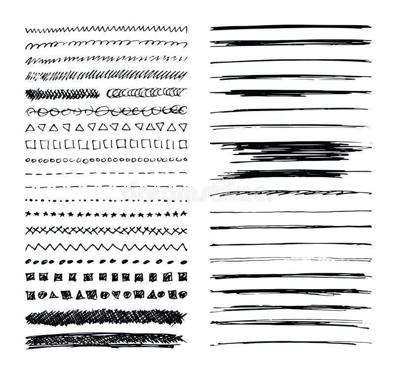 Hand Drawn Line Borders, Strokes and Scribbles Stock Vector ...