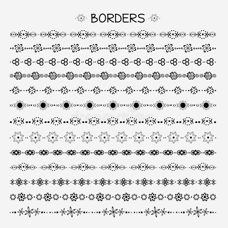 Set of Hand Drawn Line Borders. Stock Vector - Illustration of pattern ...