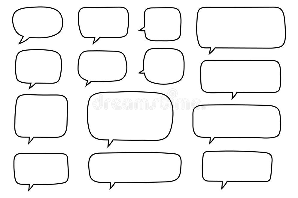 Set of Hand Drawn Line Speech Bubbles in Rectangular Shape. Stock ...