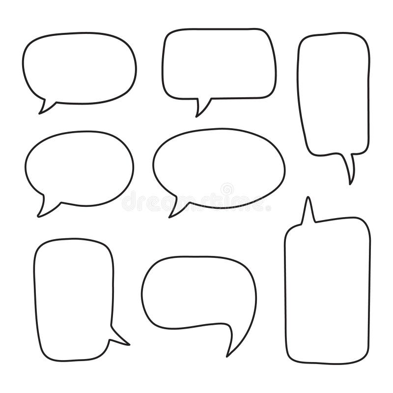 Set of Hand Drawn Line Speech Bubbles. Speech Balloon, Chat Bubble Art ...