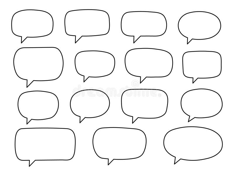 Set of Hand Drawn Line Speech Bubbles. Speech Balloon, Chat Bubble Art ...