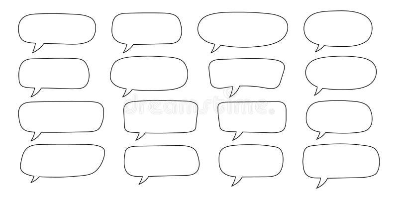 Set of Hand Drawn Line Speech Bubbles. Speech Balloon, Chat Bubble Art ...