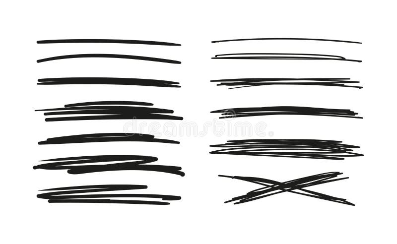 Set of Simple Black Underline Lines with Pen, Pencil, Marker. Doodle ...