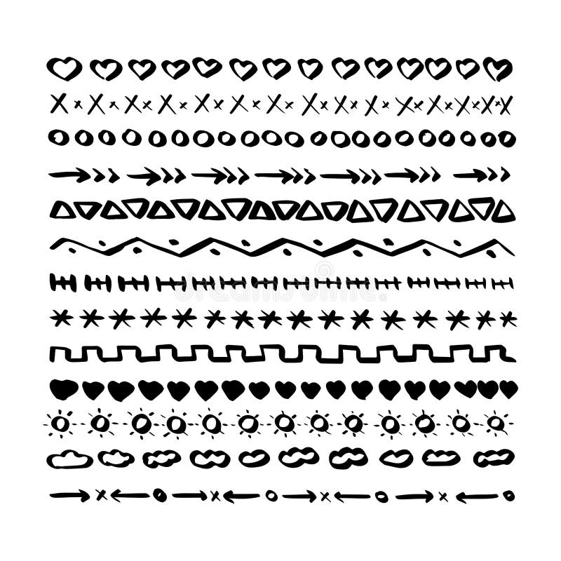 Set of Hand Drawn Lines Text Labeling Elements Stock Vector ...