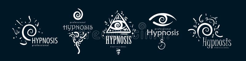 A Set of Hand-drawn Logos for Professional Hypnosis Stock Vector ...
