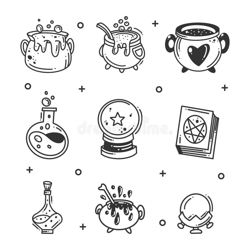 Set of Hand Drawn Magic Collection Stock Vector - Illustration of ...