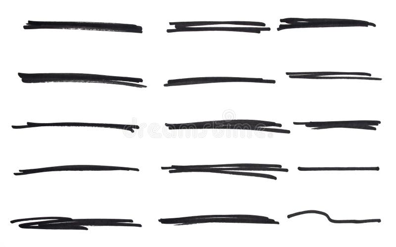 Set of Hand Drawn Marker Line Design Element, Grunge Strokes Stock ...