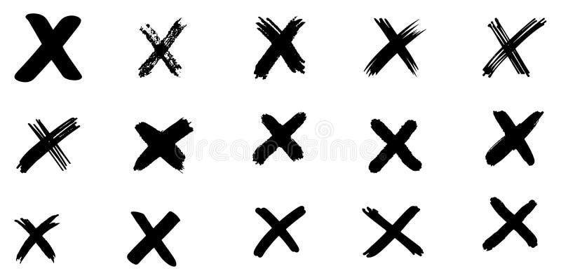 Set of Hand Drawn X Marks. Isolated on White Background. Vector X Marks ...