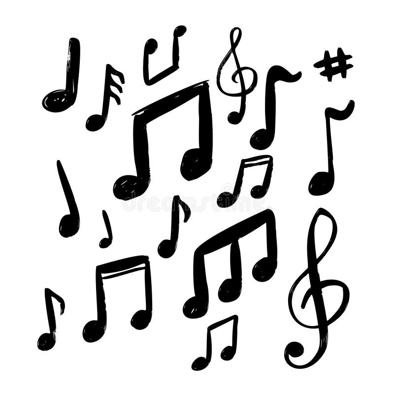 Set of Hand Drawn Musical Notes. Design Element for Poster, Card ...