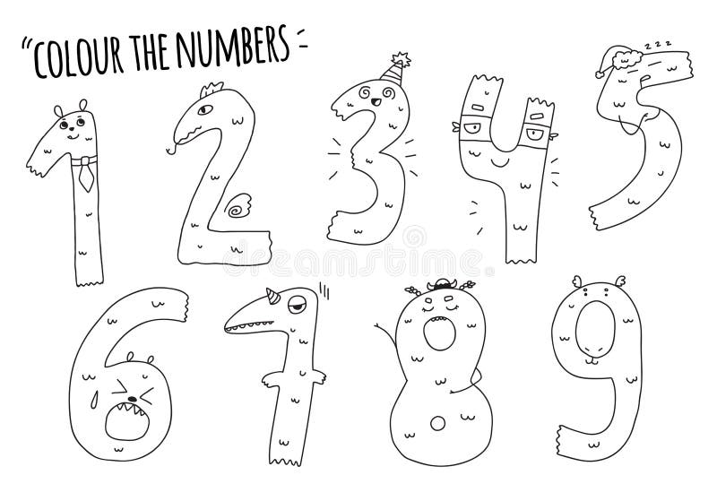 Set Of Hand Drawn Numbers Isolated On White Stock Vector Illustration