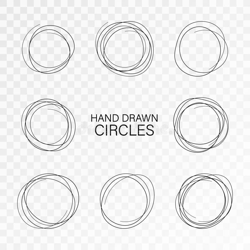 Set Hand Drawn Ovals, Felt-tip Pen Circles. Rough Vector Frame Elements ...