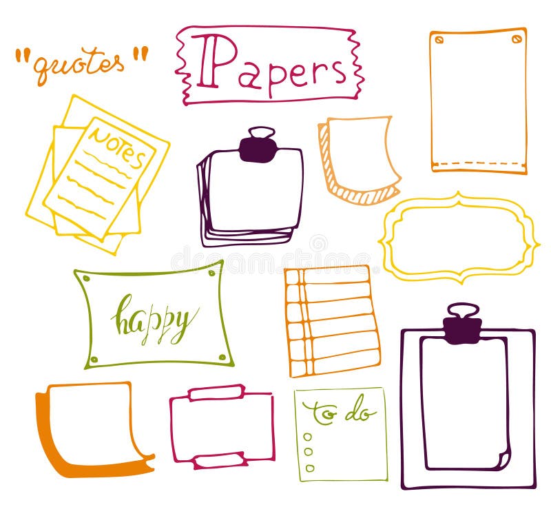 Set of hand drawn paper stock vector. Illustration of infographics ...