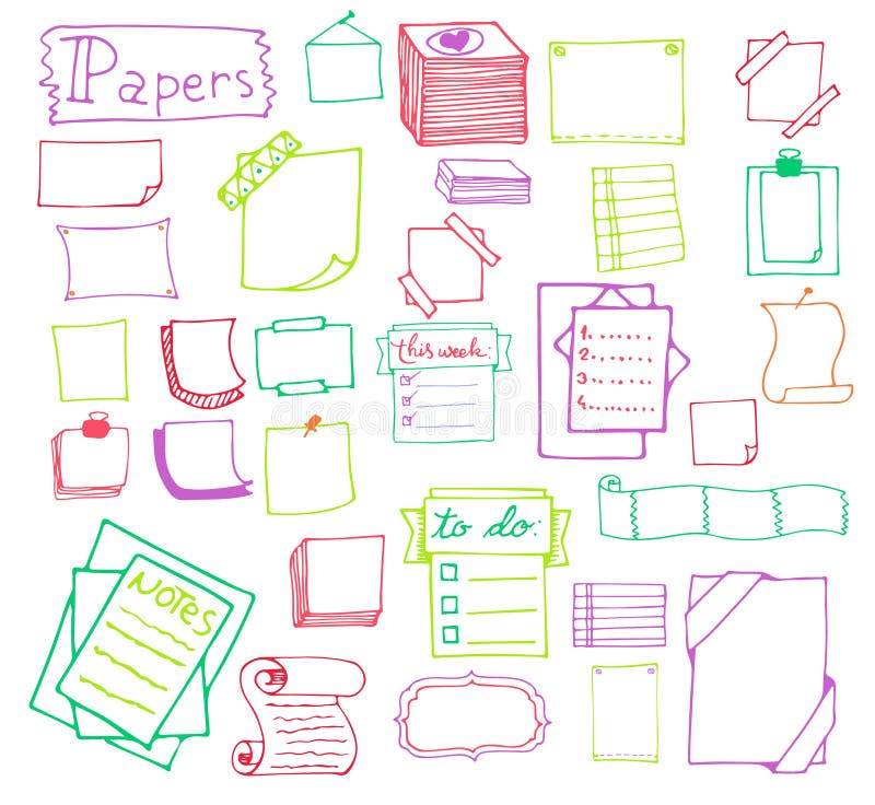 Set of hand drawn paper stock vector. Illustration of drawn - 85949105