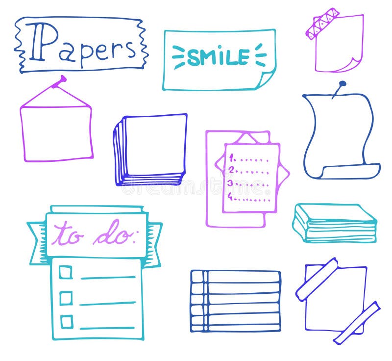 Set of hand drawn paper stock vector. Illustration of note - 85949108