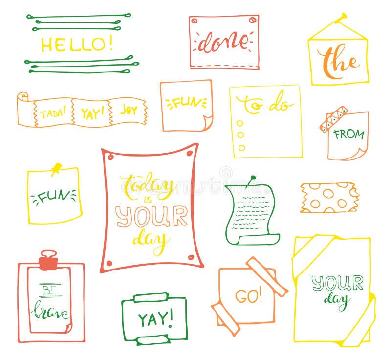 Set of hand drawn paper stock vector. Illustration of office - 85949131