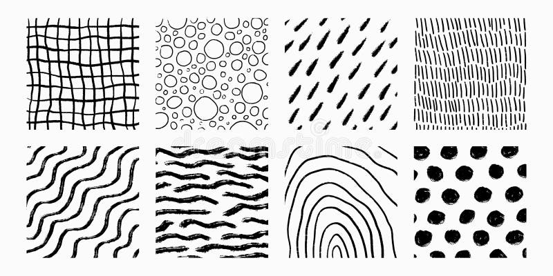 Patterns with Different Pencil Textures. Vector Scribbles, Crosshatch ...